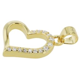 Adelia&acute;s Kettenanh&auml;nger ADELIA&acute;S "Anh&auml;nger &ndash; Herz Herzanh&auml;nger aus 925 Silber mit Zirkonia", gold, Schmuckanh&auml;nger, Damen, Silber 925 (Sterlingsilber), Kettenanh&auml;nger, Geschenkidee: zeitlos und vielseitig
