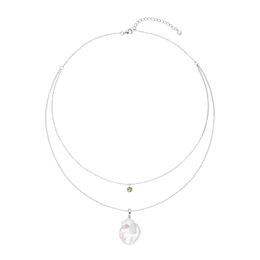 Kette mit Anh&auml;nger Firetti "Schmuck Geschenk, Halskette Perle mehrreihig", gr&uuml;n (silberfarben, gr&uuml;n, wei&szlig;), Halsketten, Damen, Perlen Silber 925 (Sterlingsilber), L: 50, Perlen, Silber 925 (Sterlingsilber), Made in Germany - mit Edelstein - mit S&uuml;&szlig;wasserzuchtperle