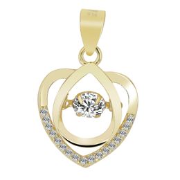 Adelia&acute;s Kettenanh&auml;nger ADELIA&acute;S "Anh&auml;nger &ndash; Herz Herzanh&auml;nger aus 925 Silber mit Zirkonia", gold, Schmuckanh&auml;nger, Damen, Silber 925 (Sterlingsilber), Kettenanh&auml;nger, Zum Verschenken &ndash; passend f&uuml;r viele Anl&auml;sse