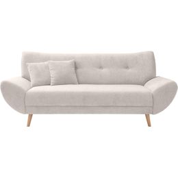 3-Sitzer Home Affaire "Basta, komfortable Wellenunterfederung, Breite 205cm", wei&szlig;, B:205cm H:82cm T:87cm, 100% Polyester, Sofas