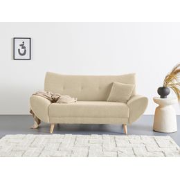 2-Sitzer Home Affaire "Basta, komfortable Wellenunterfederung, Breite 174cm", beige (creme), B:174cm H:80cm T:82cm, 100% Polyester, Sofas