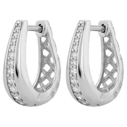 Adelia&acute;s Klappcreolen ADELIA&acute;S "Ohrringe &ndash; Klappcreole aus 925 Silber mit Zirkonia", M&auml;dchen, Gr. Kinder, Silber 925 (Sterlingsilber), silber, Ohrringe Klappcreolen, Sch&ouml;ne Geschenkidee zum Muttertag