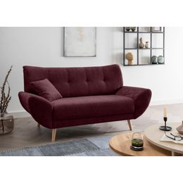 2-Sitzer Home Affaire "Basta komfortable Wellenunterfederung, Breite 174cm", bordeaux, B:174cm H:82cm T:87cm, 100% Polyester, Sofas