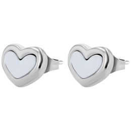 Adelia&acute;s Paar Ohrh&auml;nger ADELIA&acute;S "Ohrringe &ndash; Ohrstecker Herz aus Edelstahl mit Perlmutt", Damen, Gr. Damen, Edelstahl, silber, Ohrringe, Sch&ouml;ne Geschenkidee zum einen besonderen Tag