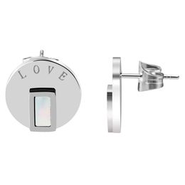 Adelia&acute;s Paar Ohrh&auml;nger ADELIA&acute;S "Ohrringe &ndash; Ohrstecker M&uuml;nze aus Edelstahl mit Perlmutt", Damen, Gr. Damen, Edelstahl, silber, Ohrringe, Geschenkidee: zeitlos und vielseitig