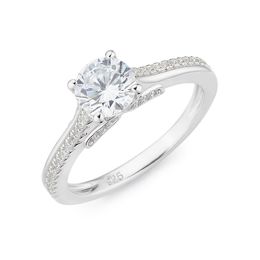 Fingerring Firetti "Schmuck Geschenk Silber 925 Silberring Verlobungsring" Gr. 53, silber (silberfarben, kristallwei&szlig;), Fingerringe, Damen, 53, Silber 925 (Sterlingsilber), 2,3mm, Fingerring, mit Zirkonia (synth.)