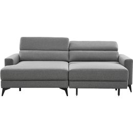 Ecksofa OTTO HOME "LEWII, L-Form, 225 cm - elektr. Schlafsofa und Sitztiefenverstellung", anthrazit, B:225cm H:77cm T:156cm, Webstoff 100% Polyester, Sofas, Ecksofa, mit USB A/C-Anschluss. Federkern, verstellbaren Kopfst&uuml;tzen, Webstoff