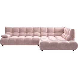 Ecksofa Home Affaire "Cozy Bubble, mit klappbarer Armlehne, Breite 324 cm", rosa (rosewood), B:324cm H:85cm T:211cm, 100% Polyester, Sofas, Ecksofa, mit eleganter Steppung, Rundumbezug & weicher Polsterung