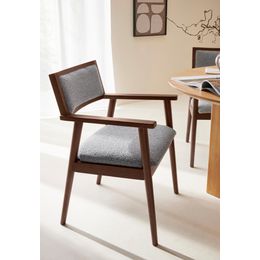 Esszimmerstuhl "Zernea", grau, braun, B:58cm H:82cm T:58cm, Massivholz, Polyester, LeGer Home by Lena Gercke, St&uuml;hle, Esszimmerstuhl, aus weichem Doppelgewebe und FSC-zertifiziertem Massivholzrahmen