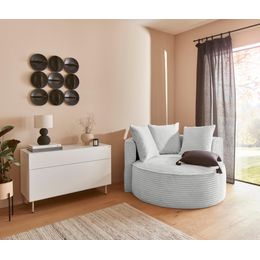 XXL-Sessel "Isalie, Lesesessel, Loveseat, inklusive Zierkissen", grau (hellgrau), B:153cm H:98cm T:145cm, LeGer Home by Lena Gercke, Sessel, XXL-Sessel, extra gro&szlig;e Sitzfl&auml;che, optional mit Hocker, Cord, Samt, Boucl&eacute;