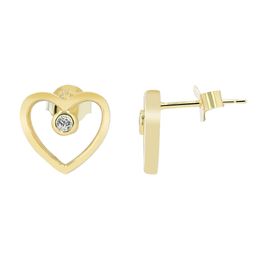 Adelia&acute;s Paar Ohrh&auml;nger ADELIA&acute;S "Ohrringe &ndash; Ohrstecker Herz aus 925 Silber", Damen, Gr. Damen, Silber 925 (Sterlingsilber), gold, Ohrringe, Ideal zum Verschenken &ndash; schlicht und stilvoll