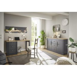 B&uuml;rom&ouml;bel-Set OTTO HOME "Westminster", grau (grau dunkel), B:284cm H:170cm T:60cm, Holzwerkstoff, Metall, Arbeitsm&ouml;bel-Sets, B&uuml;rom&ouml;bel-Set, im romantischen Landhausstil, exclusiv by Otto