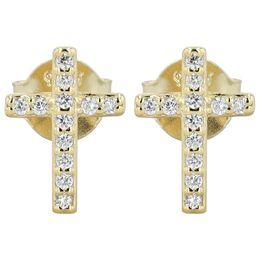 Adelia&acute;s Paar Ohrh&auml;nger ADELIA&acute;S "Ohrringe &ndash; Ohrstecker aus 925 Silber mit Zirkonia", Damen, Gr. Damen, Silber 925 (Sterlingsilber), gold, Ohrringe, Ideal als Geschenk &ndash; dezent und elegant