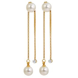 Adelia&acute;s Paar Ohrh&auml;nger ADELIA&acute;S "Ohrringe &ndash; Ohrstecker aus Edelstahl mit Perle", Damen, Gr. Damen, Edelstahl, gold, Ohrringe, Ideal als Geschenk &ndash; dezent und elegant