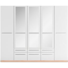 Kleiderschrank Priess "Schrank Garderobe W&auml;scheschrank Barcelona in 5 Breiten", wei&szlig; (eichefarben artisan, wei&szlig;), B:230cm H:193cm T:54cm, Holzwerkstoff, Schr&auml;nke, Kleiderschrank, viel Stauraum, ger&auml;umige Schubk&auml;sten, mit Spiegel, MADE IN GERMANY