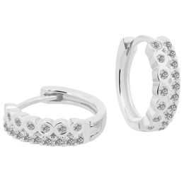 Adelia&acute;s Klappcreolen ADELIA&acute;S "Ohrringe &ndash; Klappcreole aus 925 Silber mit Zirkonia", Damen, Gr. Damen, Silber 925 (Sterlingsilber), silber, Ohrringe Klappcreolen, Perfekt als Geschenk zum Valentinstag