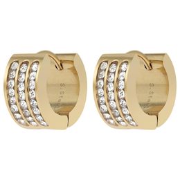 Adelia&acute;s Klappcreolen ADELIA&acute;S "Ohrringe &ndash; Klappcreole aus Edelstahl mit Strass Steinchen", Damen, Gr. Damen, Edelstahl, gold, Ohrringe Klappcreolen, Zum Verschenken an Menschen, die Ihnen am Herzen liegen