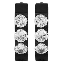 Adelia&acute;s Klappcreolen ADELIA&acute;S "Ohrringe &ndash; Klappcreole aus Edelstahl mit Strass Steinchen", Damen, Gr. Damen, Edelstahl, schwarz, Ohrringe Klappcreolen, Ideal als Geschenk &ndash; dezent und elegant