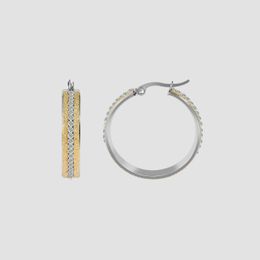 Adelia&acute;s Paar Creolen ADELIA&acute;S "Ohrringe &ndash; Creole aus Edelstahl mit Strass Steinchen", Damen, Gr. Damen, Edelstahl, gold, Ohrringe, Perfekt zum Verschenken an besondere Menschen