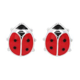 Adelia&acute;s Paar Ohrh&auml;nger ADELIA&acute;S "Ohrringe &ndash; Ohrstecker aus 925 Silber mit Emaille", M&auml;dchen, Gr. Kinder, Silber 925 (Sterlingsilber), rot (silber), Ohrringe, Sch&ouml;ne Geschenkidee zum Muttertag