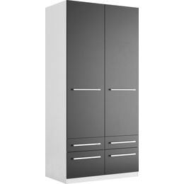 Kleiderschrank Priess "Schrank Garderobe W&auml;scheschrank Barcelona in 5 Breiten", schwarz (schwarz, wei&szlig;), B:94cm H:193cm T:54cm, Holzwerkstoff, Schr&auml;nke, Kleiderschrank, viel Stauraum, ger&auml;umige Schubk&auml;sten, mit Spiegel, MADE IN GERMANY