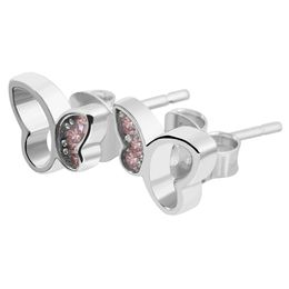 Adelia&acute;s Paar Ohrh&auml;nger ADELIA&acute;S "Ohrringe &ndash; Ohrstecker aus 925 Silber mit Zirkonia", M&auml;dchen, Gr. M&auml;dchen, Silber 925 (Sterlingsilber), pink (silber), Ohrringe, Ein kleines Geschenk mit gro&szlig;er Wirkung