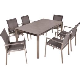 Garten-Essgruppe Garden Pleasure "SIENNA 14", grau (grau, silber), Obermaterial: 70% PVC, 30% Polyester, Sitzm&ouml;bel-Sets