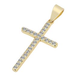 Adelia&acute;s Kettenanh&auml;nger ADELIA&acute;S "Anh&auml;nger &ndash; Kreuzanh&auml;nger aus 925 Silber mit Zirkonia", gold, Schmuckanh&auml;nger, Damen, Silber 925 (Sterlingsilber), Kettenanh&auml;nger, Ideal zum Verschenken &ndash; schlicht und stilvoll
