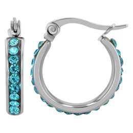 Adelia&acute;s Paar Creolen ADELIA&acute;S "Ohrringe &ndash; Creole aus Edelstahl mit Strass Steinchen", Damen, Gr. Damen, Edelstahl, silber, Ohrringe, Sch&ouml;ne Geschenkidee zum einen besonderen Tag
