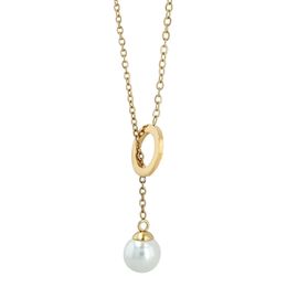 Adelia&acute;s Kette ohne Anh&auml;nger ADELIA&acute;S "Halskette &ndash; Ankerkette aus Edelstahl mit Perle 45 cm", gold, Halsketten, Damen, 45cm, Edelstahl, Zum Verschenken &ndash; passend f&uuml;r viele Anl&auml;sse