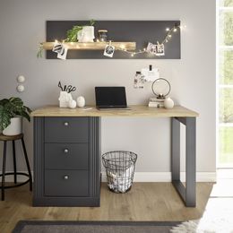 B&uuml;rom&ouml;bel-Set OTTO HOME "Westminster", grau (grau dunkel), B:138cm H:170cm T:60cm, Holzwerkstoff, Metall, Arbeitsm&ouml;bel-Sets, B&uuml;rom&ouml;bel-Set, im romantischen Landhausstil, exclusiv by Otto