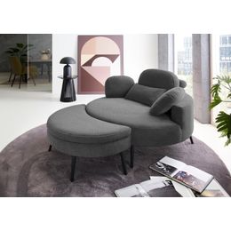 Loveseat OTTO HOME "Riko Sessel, B: 110 cm, Sitzh&ouml;he: 44 cm", grau (dunkelgrau), B:110cm H:84cm T:110cm, 95%Polyester, 5%Polyamide, Sessel, XXL- Sessel, mit Stauraumhocker, R&uuml;ckenst&uuml;tze & 4 Zierkissen