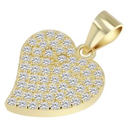 Adelia&acute;s Kettenanh&auml;nger ADELIA&acute;S "Anh&auml;nger &ndash; Herzanh&auml;nger aus 925 Silber mit Zirkonia", gold, Schmuckanh&auml;nger, Damen, Silber 925 (Sterlingsilber), Kettenanh&auml;nger, Ein Geschenk, das Freude macht