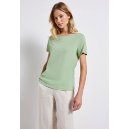 Shirttop Street One, Damen, Gr. 36, gr&uuml;n (soft jade gr&uuml;n), Obermaterial: 50% Baumwolle, 50% Modal, bedruckt, regular fit taillenbedeckt, Rundhals, Tops Shirttop, mit Wording Print