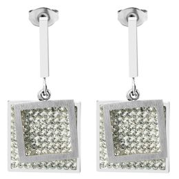 Adelia&acute;s Paar Ohrh&auml;nger ADELIA&acute;S "Ohrringe &ndash; Ohrstecker aus Edelstahl mit Strass Steinchen", Damen, Gr. Damen, Edelstahl, silber, Ohrringe, Geschenkidee: zeitlos und vielseitig