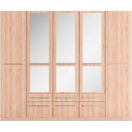 Kleiderschrank Priess "Schrank Garderobe W&auml;scheschrank Barcelona in 5 Breiten", braun (eichefarben artisan), B:230cm H:193cm T:54cm, Holzwerkstoff, Schr&auml;nke, Kleiderschrank, viel Stauraum, ger&auml;umige Schubk&auml;sten, mit Spiegel, MADE IN GERMANY