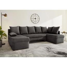 Jockenh&ouml;fer Wohnlandschaft JOCKENH&Ouml;FER GRUPPE "U-Form, B: 260 cm", grau (dunkelgrau 485, 09), B:260cm T:85cm, Korpus: 100% Polyester;Kissen: 100% Polyester, Sofas, Wohnlandschaft, mit Bettfunktion & Bettkasten