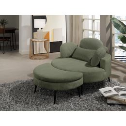 Loveseat OTTO HOME "Riko Sessel, B: 110 cm, Sitzh&ouml;he: 44 cm", gr&uuml;n, B:110cm H:84cm T:110cm, 100%PES, Sessel, XXL- Sessel, mit Stauraumhocker, R&uuml;ckenst&uuml;tze & 4 Zierkissen