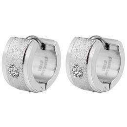 Adelia&acute;s Klappcreolen ADELIA&acute;S "Ohrringe &ndash; Klappcreole aus Edelstahl mit Strass Steinchen", Damen, Gr. Damen, Edelstahl, silber, Ohrringe Klappcreolen, Ein Geschenk, das Freude macht
