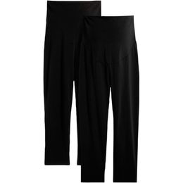 Umstandsleggings bonprix "Umstands-Leggings in Capri-L&auml;nge (2er Pack)", Damen, Gr. 36/38 (S), N-Gr, schwarz (schwarz, schwarz), Obermaterial: 95% Baumwolle, 5% Elasthan, skinny fit, Hosen, Leggings, aus Baumwolle mit Elasthan, Skinny Fit, Capri-L&auml;nge