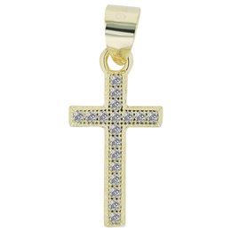 Adelia&acute;s Kettenanh&auml;nger ADELIA&acute;S "Anh&auml;nger &ndash; Kreuz Kreuzanh&auml;nger aus 925 Silber mit Zirkonia", gold, Schmuckanh&auml;nger, Damen, Silber 925 (Sterlingsilber), Kettenanh&auml;nger, Ein Geschenk, das Freude macht