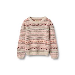 Fleecepullover Wheat "Wheat Jacquard Pullover Olga", M&auml;dchen, Gr. 110, bunt (multi), 100% Baumwolle, Rundhals, Sweatshirts Fleecepullover