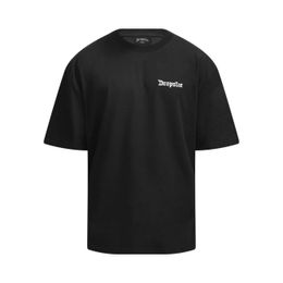 T-Shirt DROPSIZE "Dropsize Herren Heavy Cloud Dove T-Shirt", Jungen, Gr. XS, schwarz (washed schwarz), 100% Baumwolle, bedruckt, oversize, Rundhals, Shirts T-Shirt