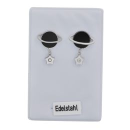 Adelia&acute;s Paar Ohrh&auml;nger ADELIA&acute;S "Ohrringe &ndash; Ohrstecker Planet aus Edelstahl mit Strass", Damen, Gr. Damen, Edelstahl, schwarz (silber), Ohrringe, Ideal als Geschenk &ndash; dezent und elegant