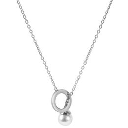 Adelia&acute;s Kette ohne Anh&auml;nger ADELIA&acute;S "Halskette aus Edelstahl mit Perle 45 cm", silber, Halsketten, Damen, 45cm, Edelstahl, Ein kleines Geschenk mit gro&szlig;er Wirkung