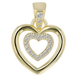 Adelia&acute;s Kettenanh&auml;nger ADELIA&acute;S "Anh&auml;nger &ndash; Herz Herzanh&auml;nger aus 925 Silber mit Zirkonia", gold, Schmuckanh&auml;nger, Damen, Silber 925 (Sterlingsilber), Kettenanh&auml;nger, Ideal als Geschenk f&uuml;r besondere Anl&auml;sse