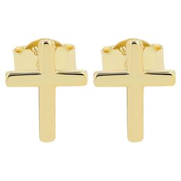 Adelia&acute;s Paar Ohrh&auml;nger ADELIA&acute;S "Ohrringe &ndash; Ohrstecker Kreuz aus 925 Silber", Damen, Gr. Damen, Silber 925 (Sterlingsilber), gold, Ohrringe, Zum Verschenken &ndash; passend f&uuml;r viele Anl&auml;sse