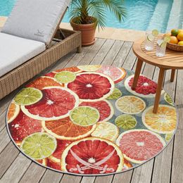 Teppich Sansibar "Rantum Beach 003", bunt (orange, multi), H:5mm &Oslash;:160cm, Polypropylen, Teppiche, Teppich, Flachgewebe, modernes Sommer Design, In- und Outdoor geeignet