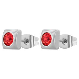 Adelia&acute;s Paar Ohrh&auml;nger ADELIA&acute;S "Ohrringe &ndash; Ohrstecker aus Edelstahl mit Strass Steinchen", Damen, Gr. Damen, Edelstahl, rot (silber), Ohrringe, Ideal als Geschenk zum Jubil&auml;um