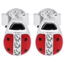 Adelia&acute;s Paar Ohrh&auml;nger ADELIA&acute;S "Ohrringe &ndash; Ohrstecker aus 925 Silber mit Zirkonia", M&auml;dchen, Gr. Kinder, Silber 925 (Sterlingsilber), rot (silber), Ohrringe, Ideal zum Verschenken &ndash; schlicht und stilvoll
